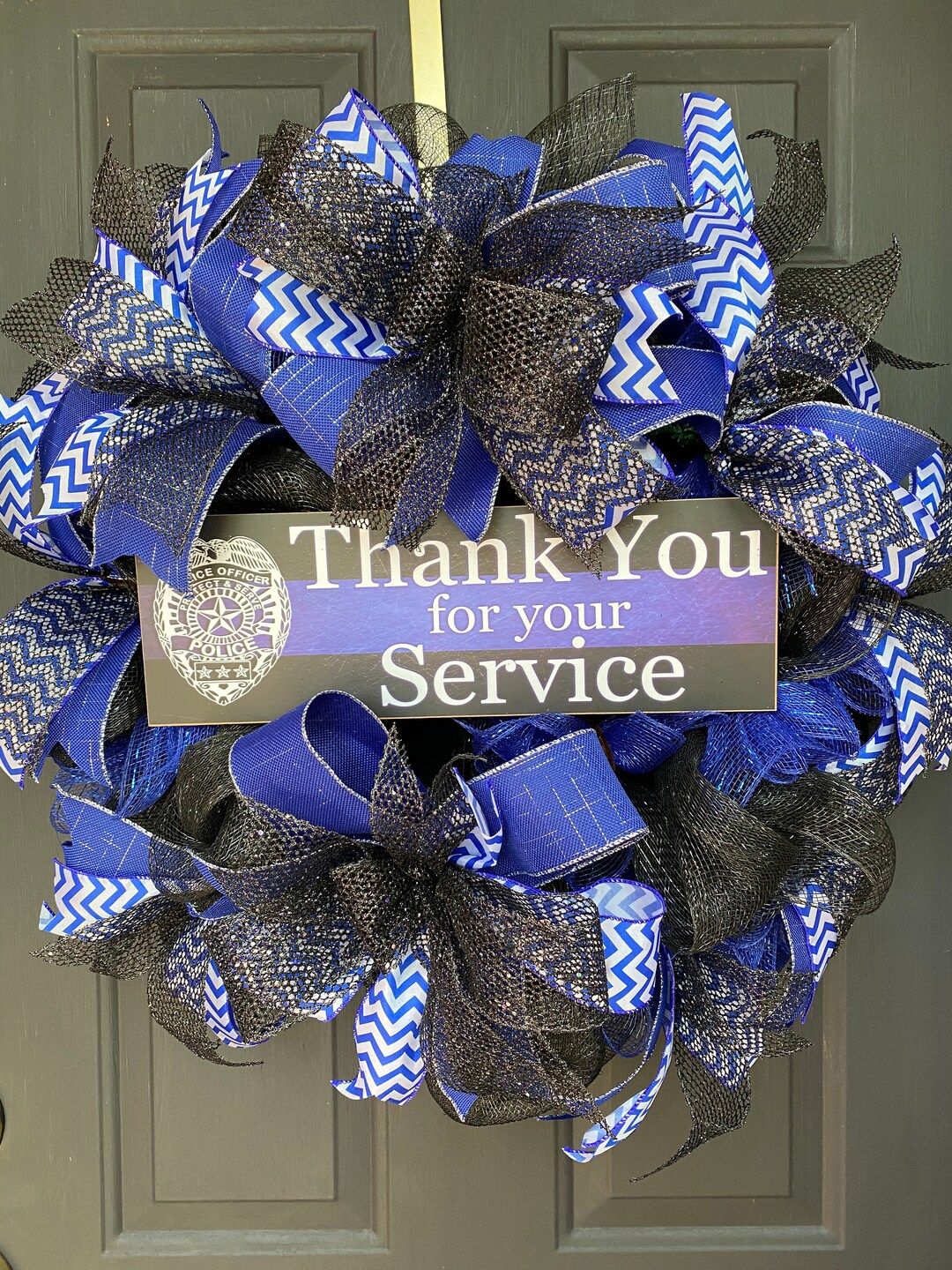Police Wreath for Front Door, Back the Blue Wreath, Servicemen Door ...