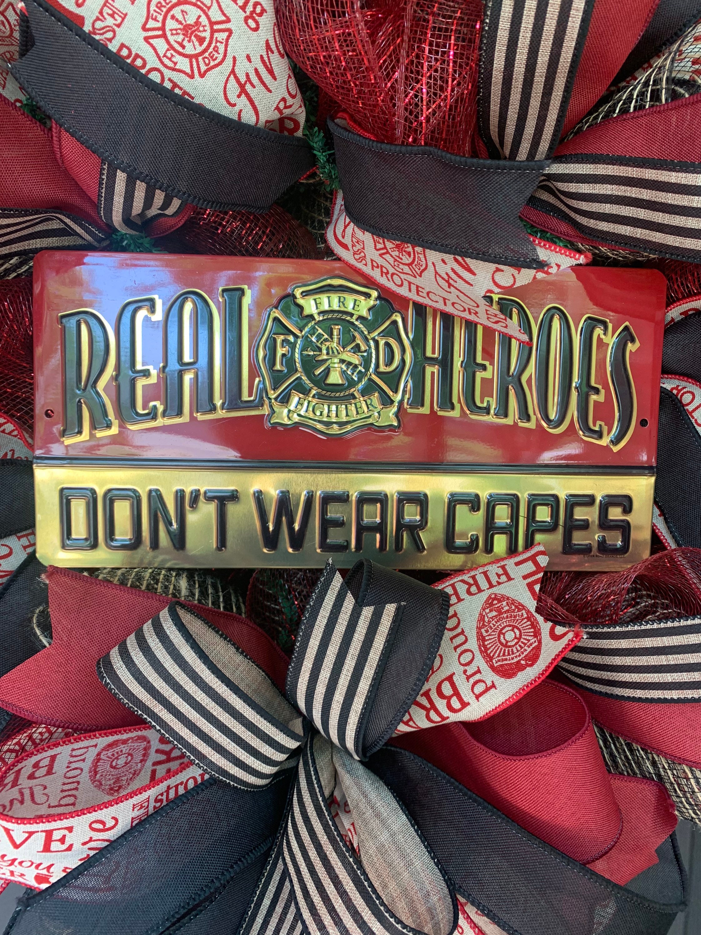 Fireman Wreath, Wreath for Front Door, First Responder Wreath ...