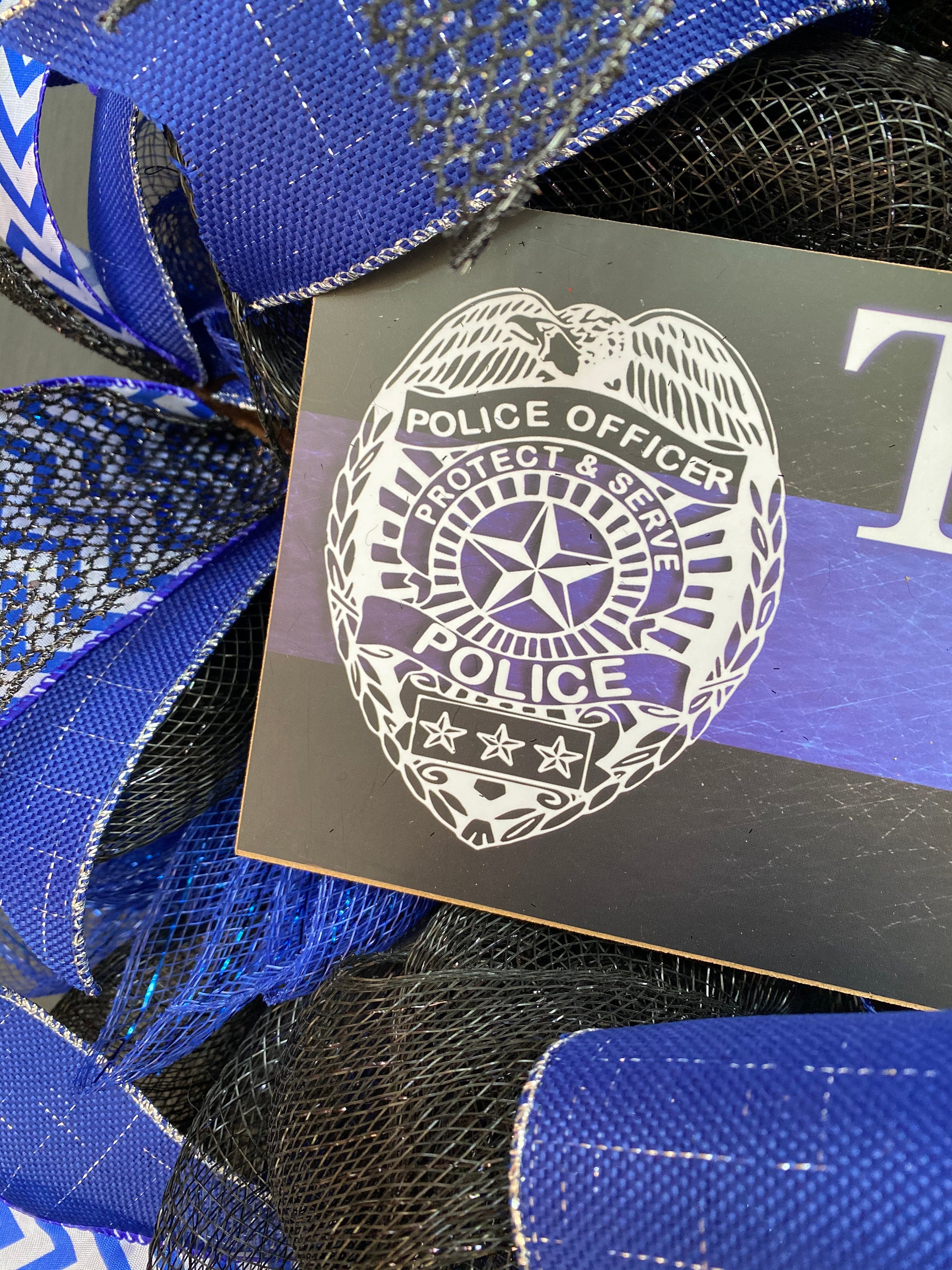 Police Wreath for Front Door Back the Blue Wreath Servicemen - Etsy