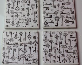 Handmade Tile Coasters Farmhouse Design Set of 4 Decoupage - Etsy