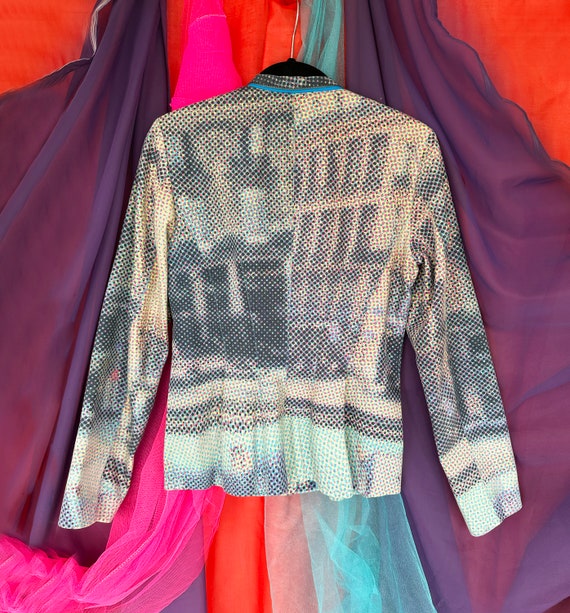 2000s Kenzo Jeans mesh multicolor op art blazer size … - Gem
