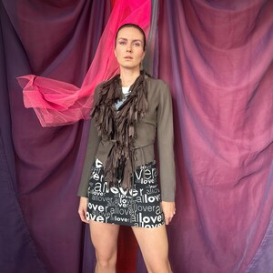 1990s Vintage Plein Sud by Faycal Amor Fringed Brown Wool Blazer Size ...