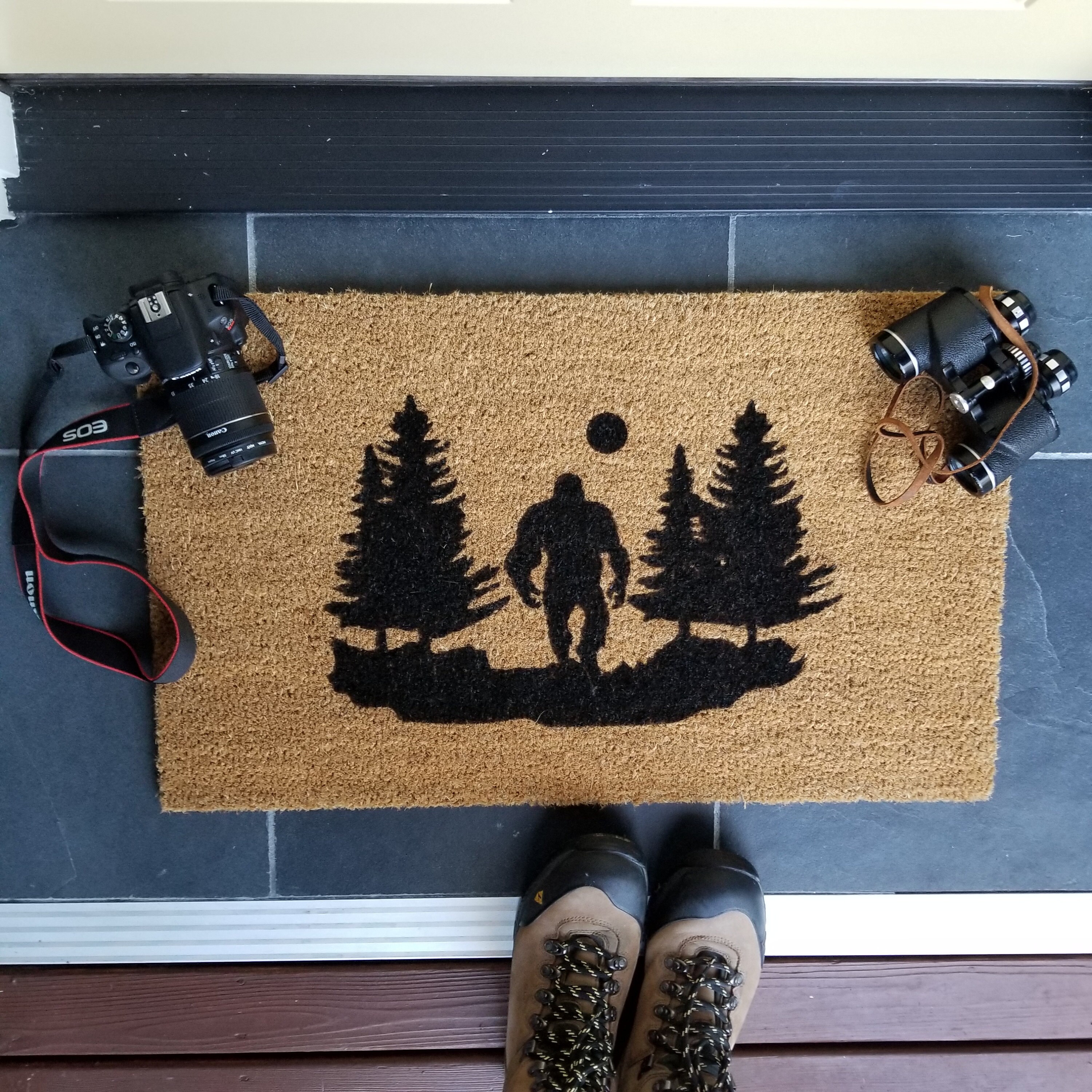 Bigfoot Welcome Mat Sasquatch Outdoor Mat Sasquatch Moon | Etsy