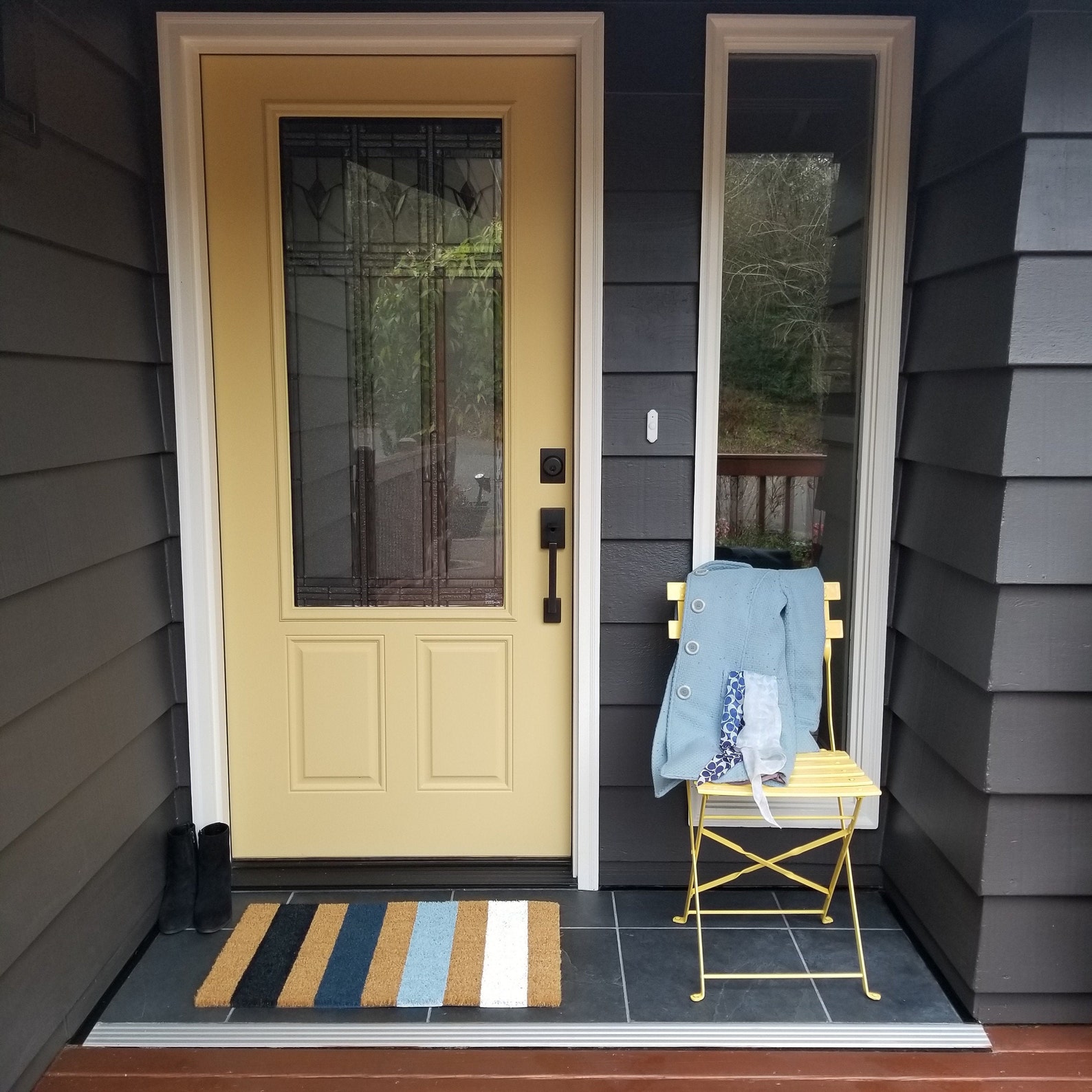 Blue Striped Welcome Mat Shades of Blue Entry Mat Blue | Etsy