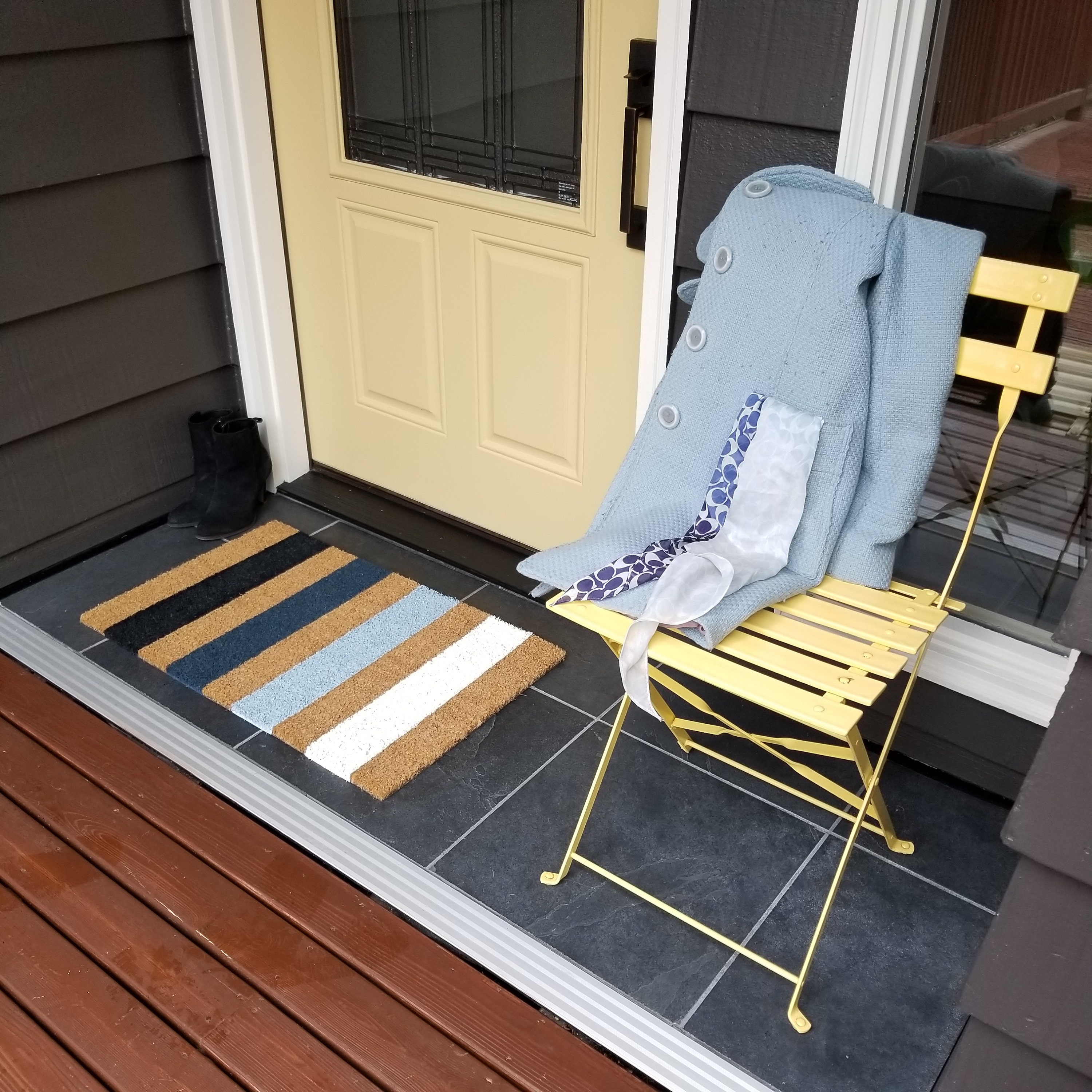 Blue striped welcome mat Shades of blue entry mat Blue | Etsy