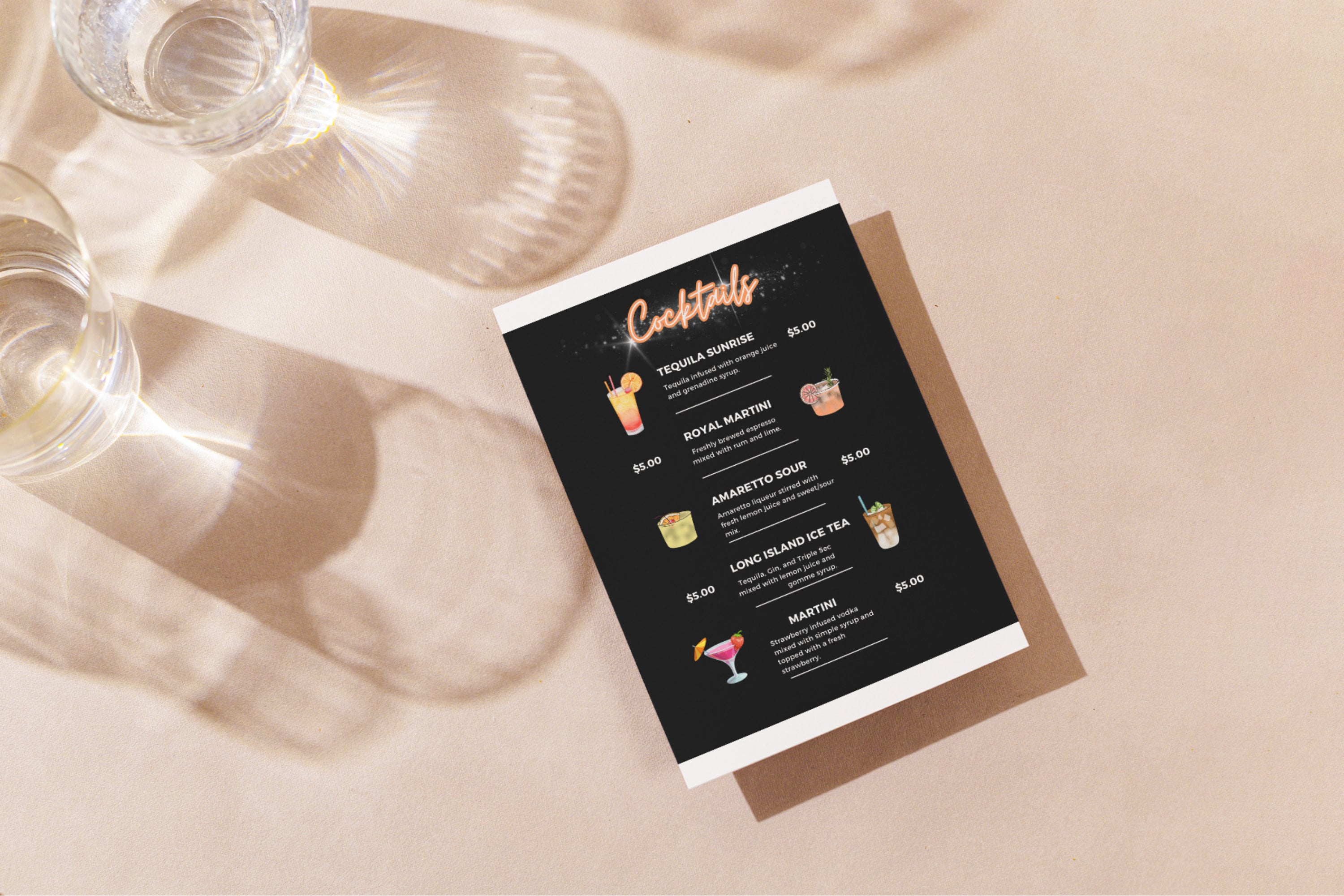 Editable Digital Cocktail Menu Template - Etsy