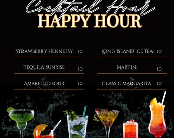 Editable Digital Cocktail Menu Template - Etsy