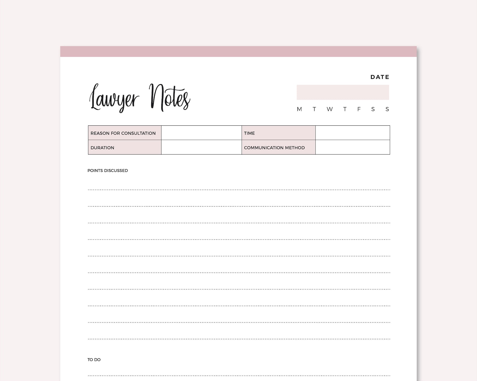 Printable Lawyer Notes Print at Home Communication Sheet for - Etsy