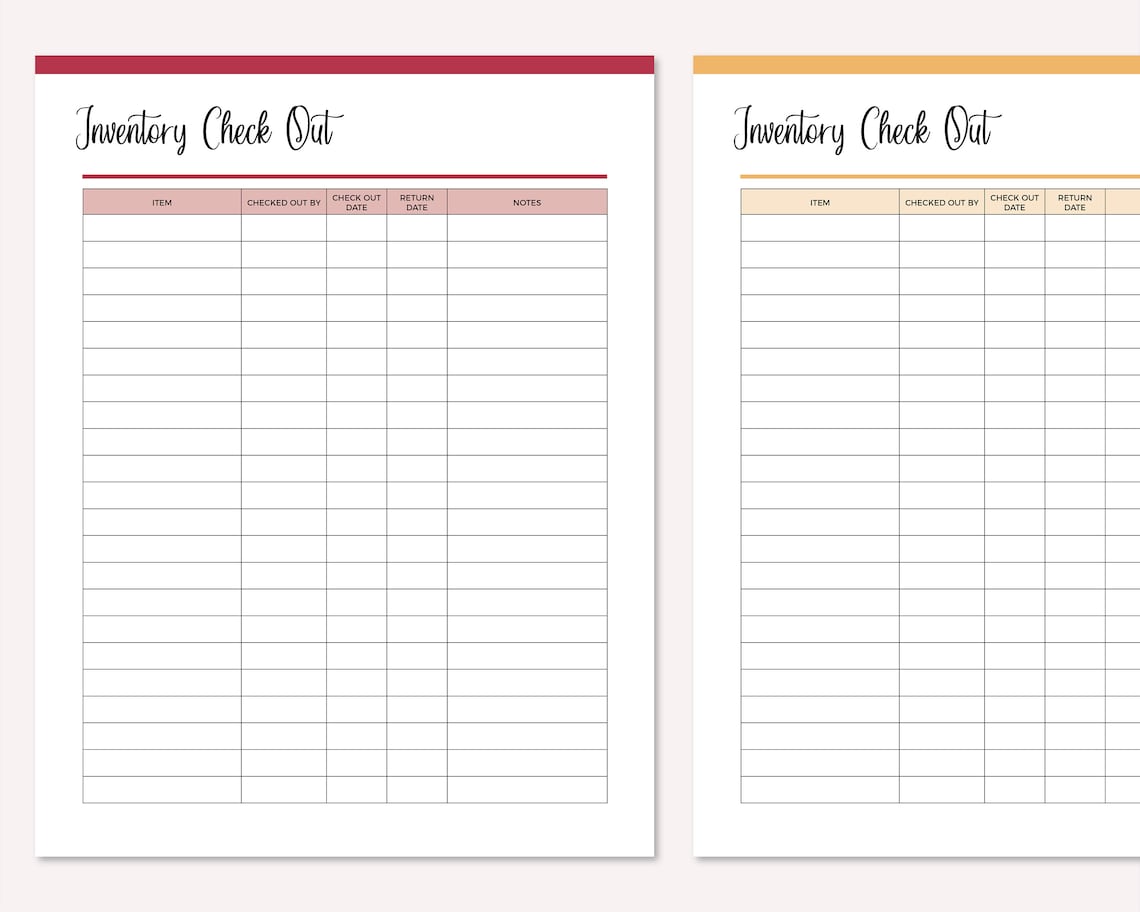 Printable Inventory Sign Out Sheet Check Out Form Checkout - Etsy Australia