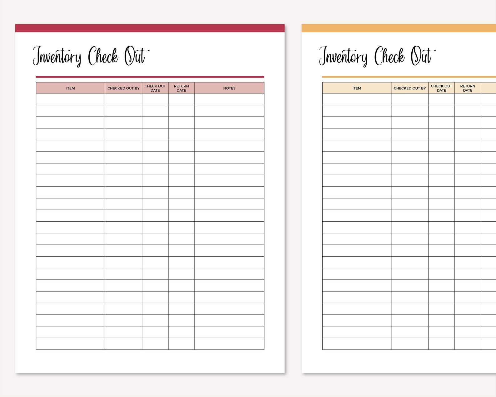 Printable Inventory Sign Out Sheet, Check Out Form, Checkout List ...