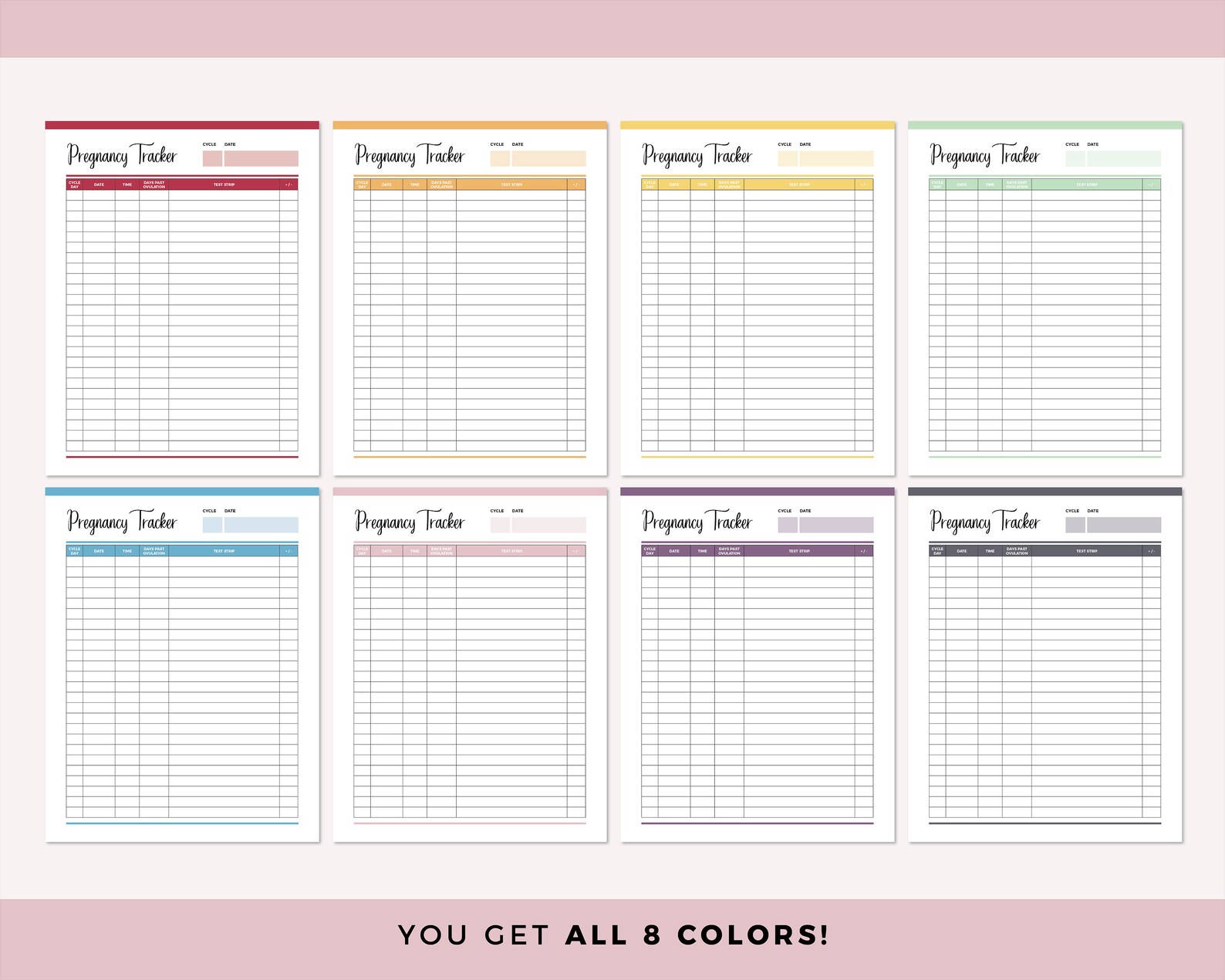 Printable HGC Pregnancy Tracker, Pregnancy Line Progression Log ...