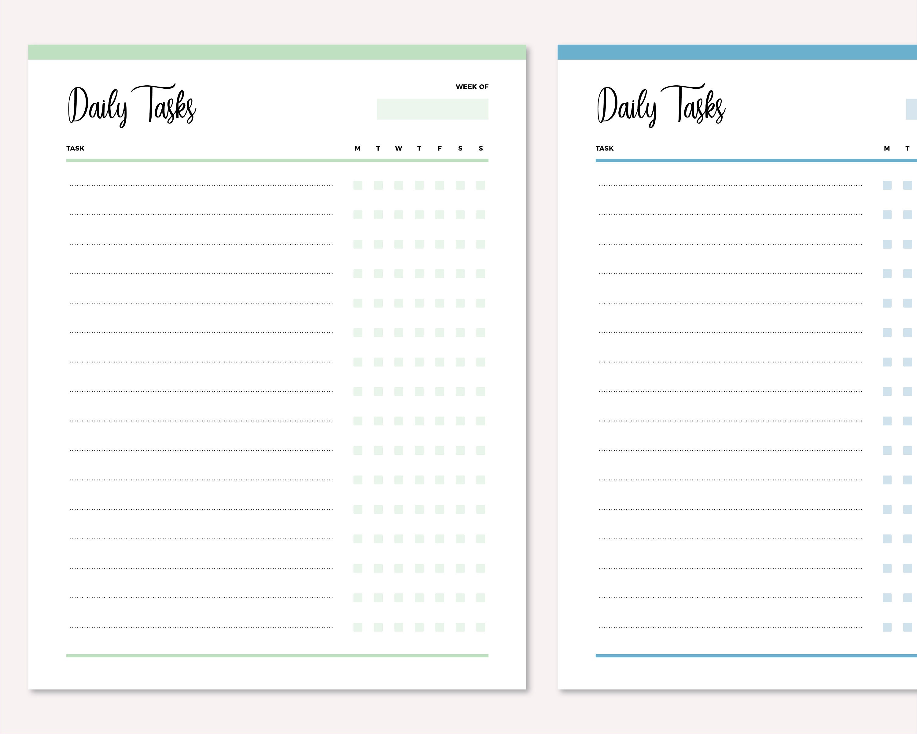 Daily Checklist Printable Daily Task Checklist Print at Home - Etsy UK