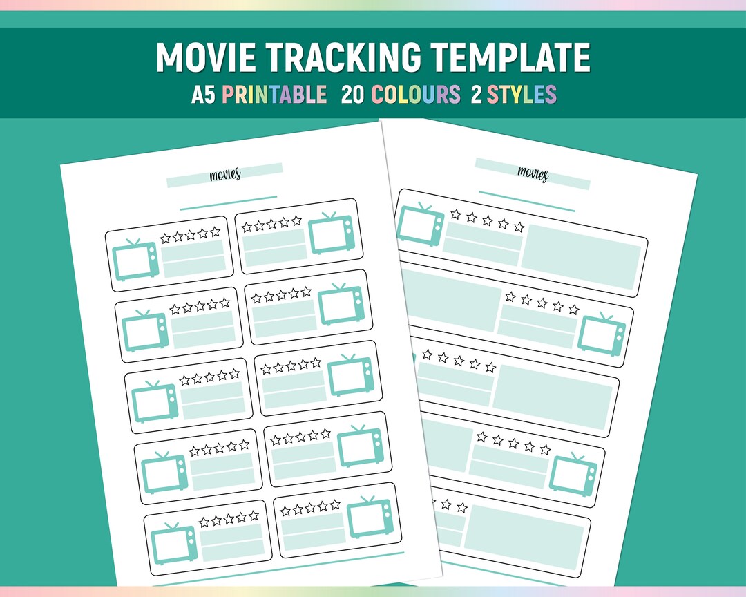 A5 Movie Tracking Template, Printable Movie Review Tracker, Film ...