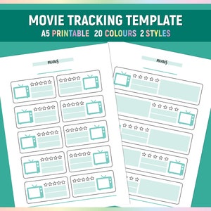 A5 Movie Tracking Template, Printable Movie Review Tracker, Film ...