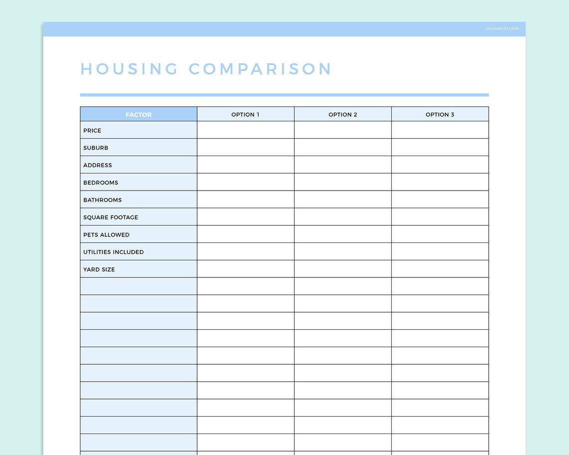 Editable House Comparison Printable, House Hunting Comparison Template ...