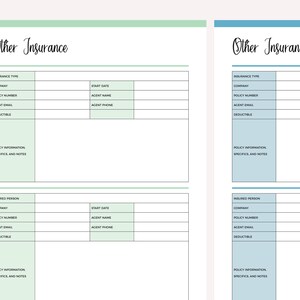 Insurance Tracker Printable, Insurance Tracking Template, Insurance ...