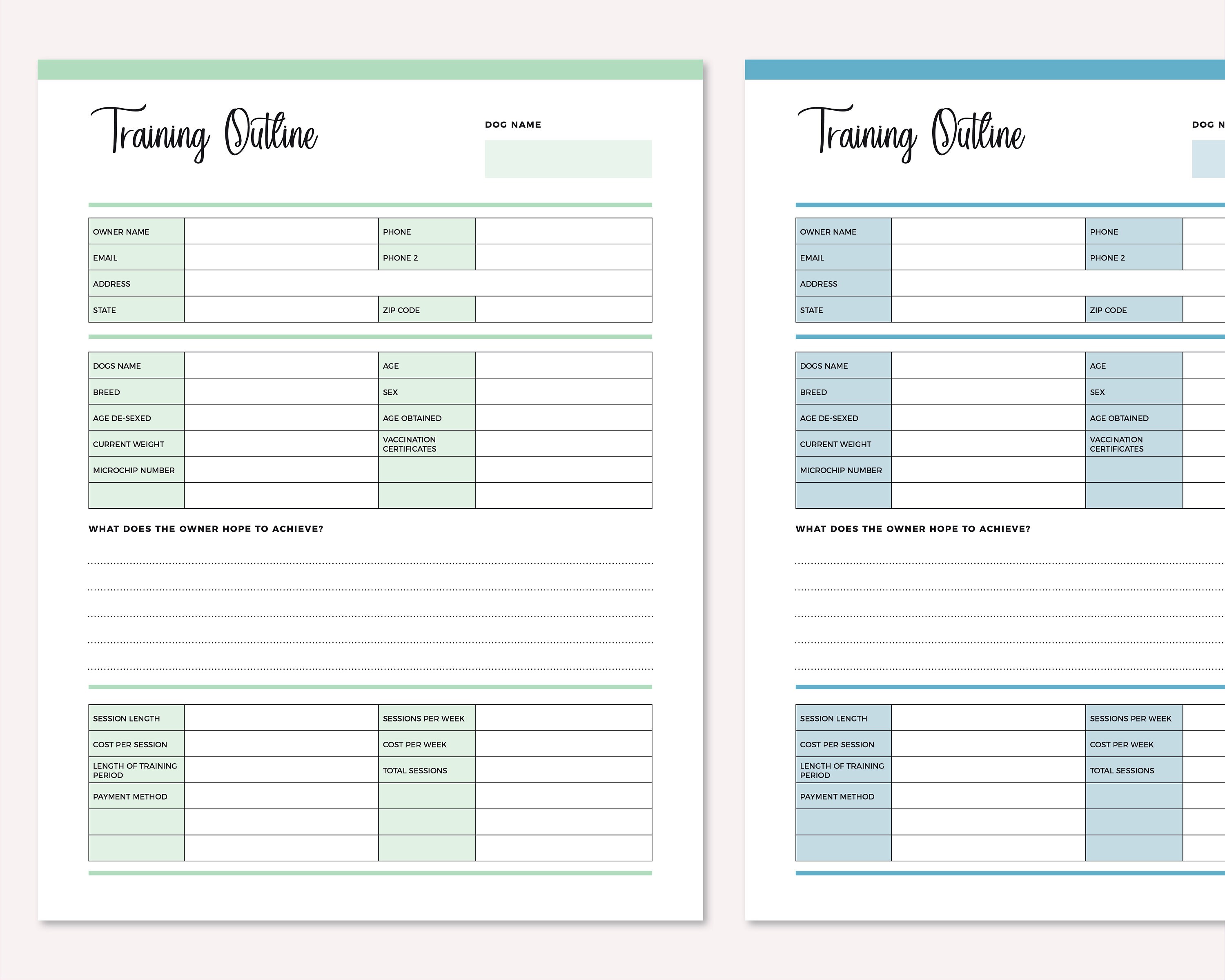 Printable Dog Trainer Business Contract Outline Dog Training - Etsy