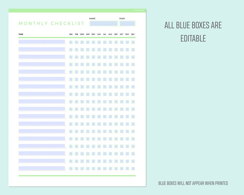Editable Monthly Checklist Printable Month to Do List - Etsy