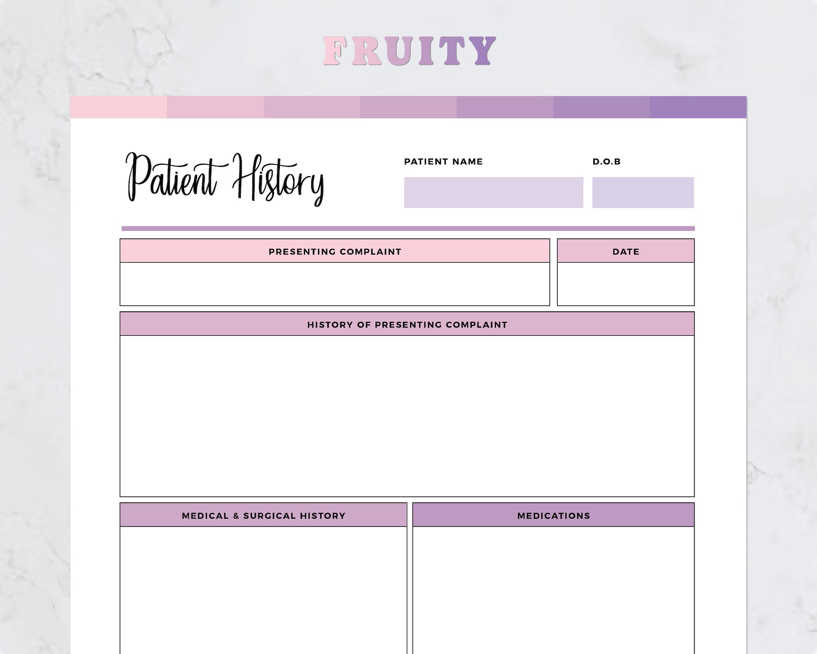 Printable Nursing Patient History Sheet, Home Health Nurse Planner ...