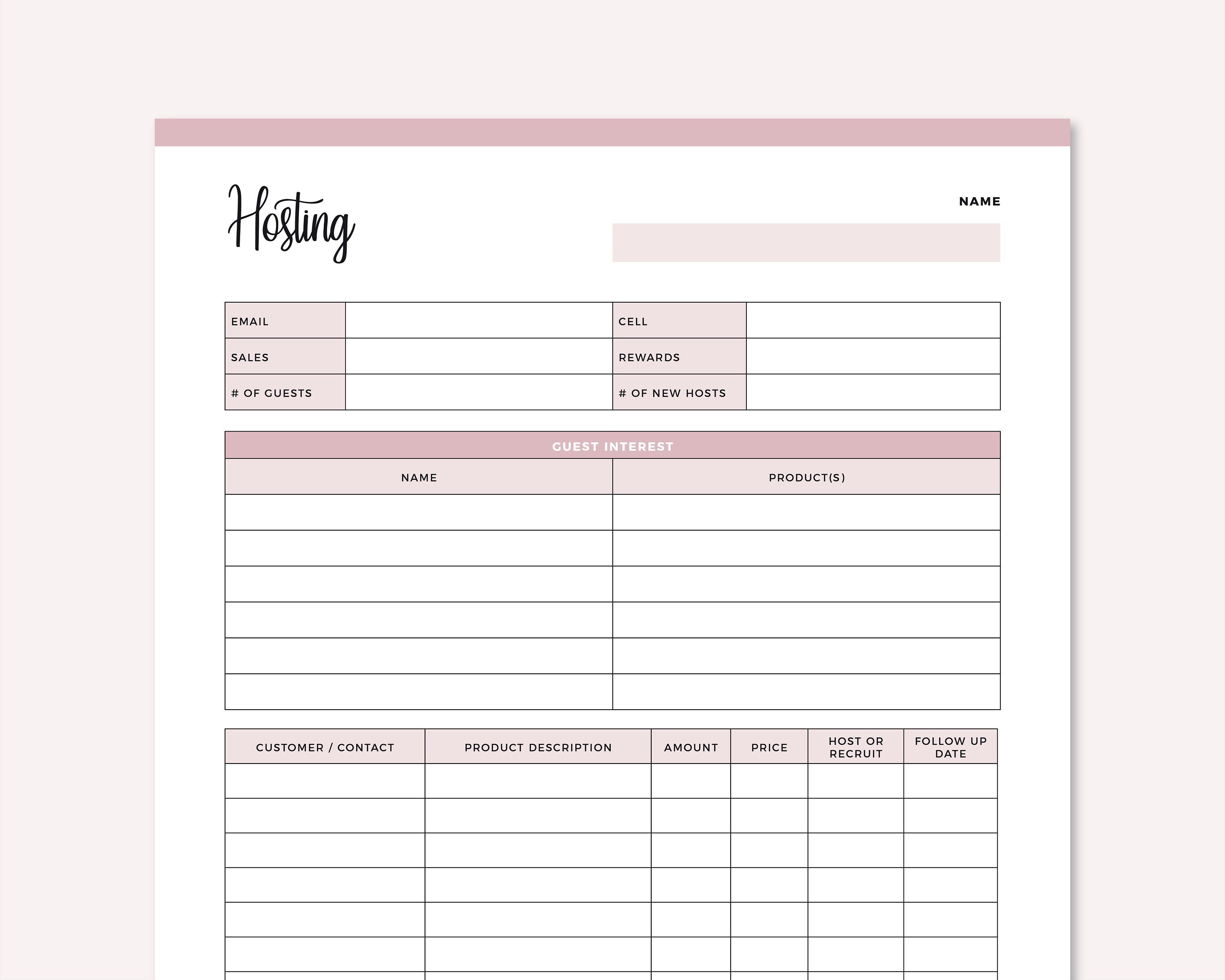 MLM Event Sales Sheet Printable Event Hosting Record Direct - Etsy
