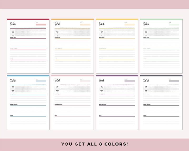 Printable Monthly Salah Tracker Daily Salah Log Islamic - Etsy