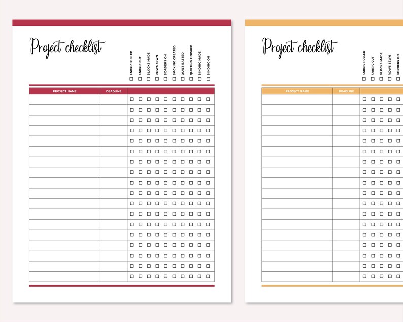 Printable Quilting Project Checklist, Quilting Checklist, Quilt Making ...