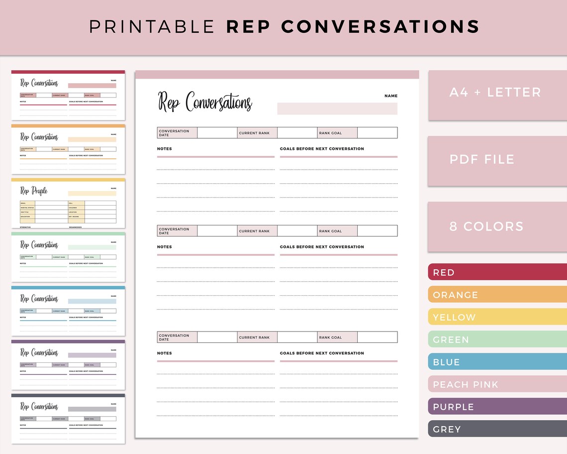 MLM Rep Conversation Log Printable Conversation Tracking - Etsy