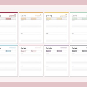 Printable Court Notes, Court Battle Record Notes, Keep Track of Court ...