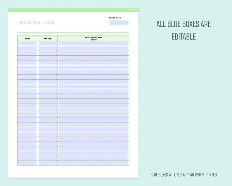 Editable Income Tracker Printable Fillable Income Log Side - Etsy