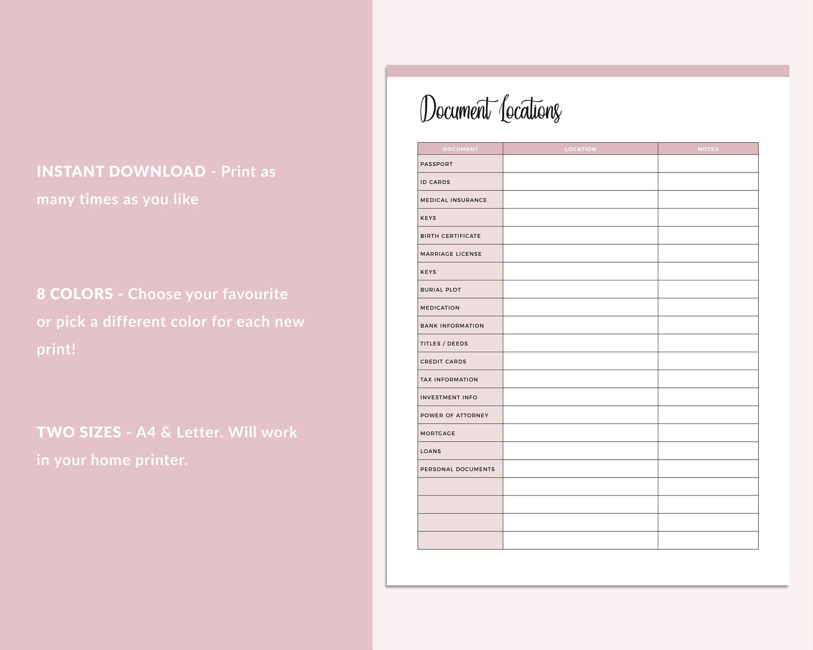 Printable Important Document Organizer Home Binder Document - Etsy