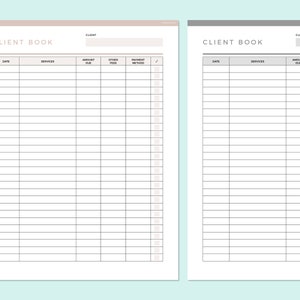Editable Client Tracker, Client Book, Client Log, Client Payment ...