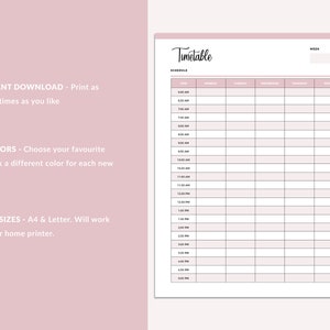 Student Timetable Printable, Homeschool Student Timetable. 6.00am - 5 ...