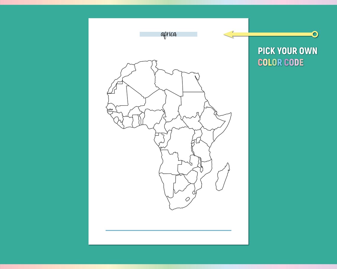 A5 Africa Travel Map Journal, Printable Africa Trip Tracker Tracker ...