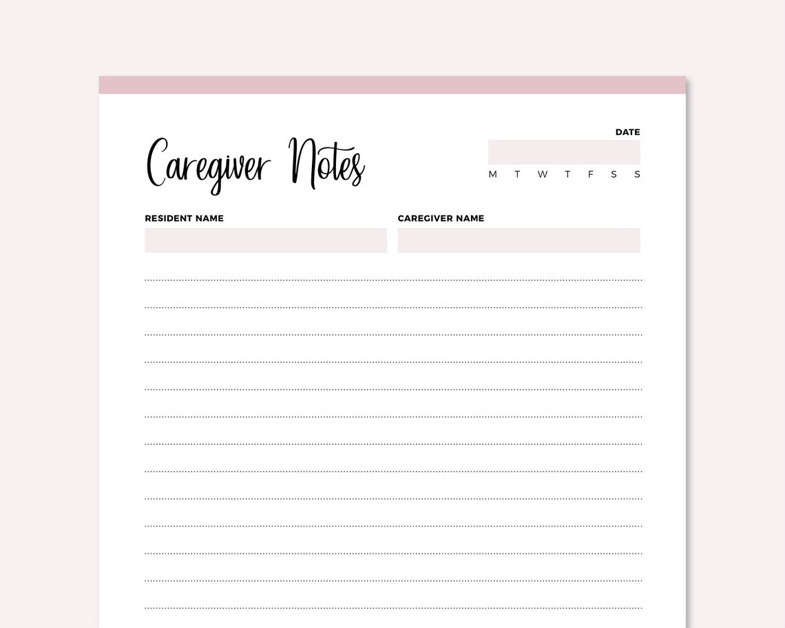 Caregiver Notes Printable Care Giver Note Taking Skeet Notes - Etsy