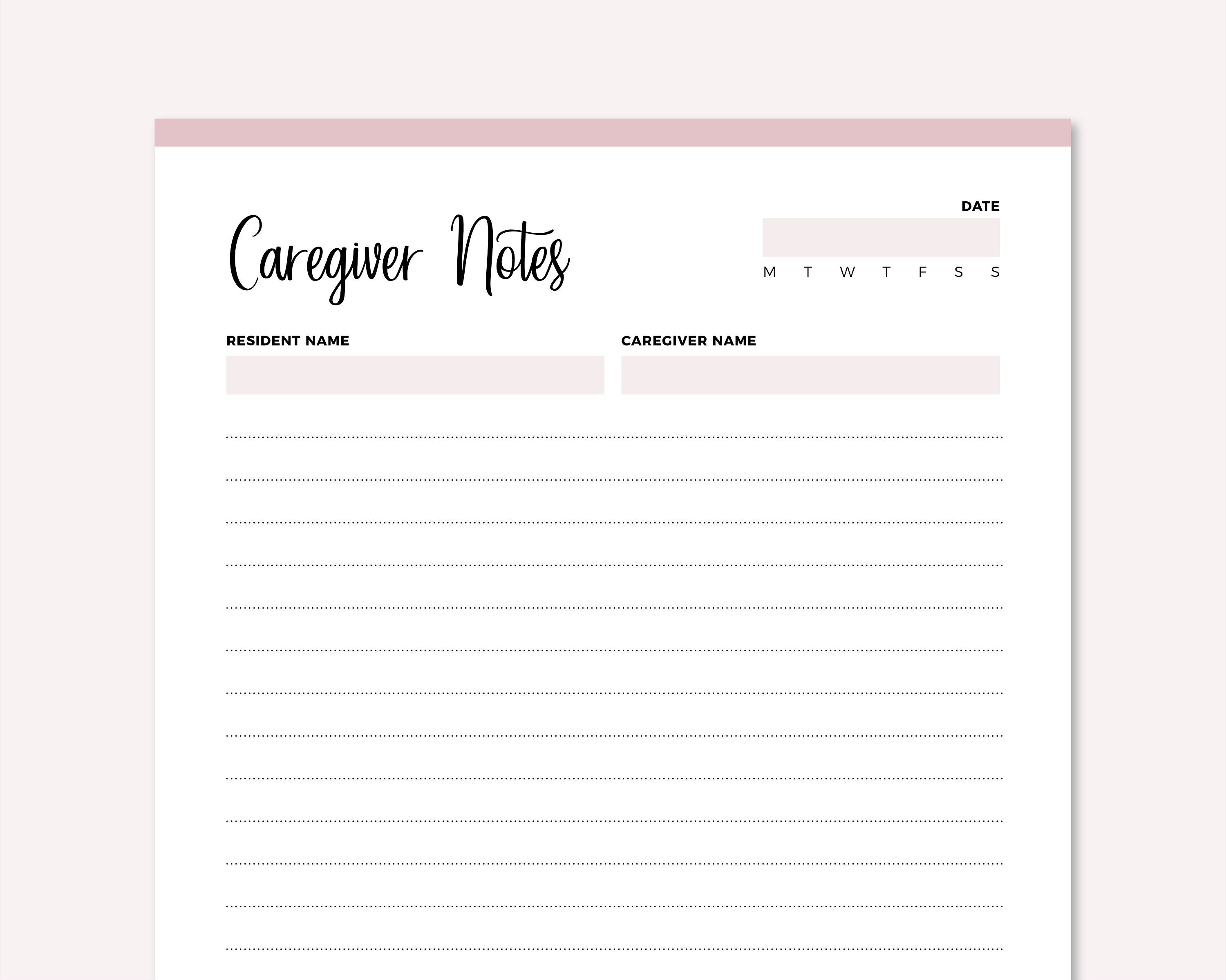 Caregiver Notes Printable Care Giver Note Taking Skeet Notes - Etsy