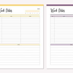 Work Duties Tracker, Time Tracker for Employees, Work Time Sheet, Work ...