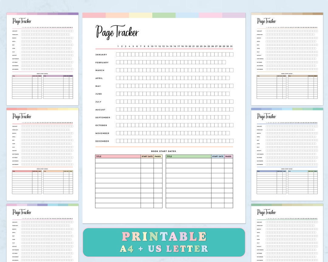 Printable Page Reading Tracker PDF, Print at Home Book Reading Page ...