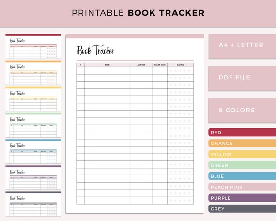 Printable Book Tracker Reading List Book Worm Checklist - Etsy