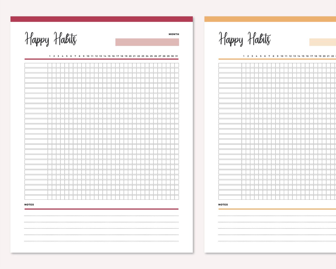 Printable Happy Habit Tracker Habit Tracking Happiness Log | Etsy