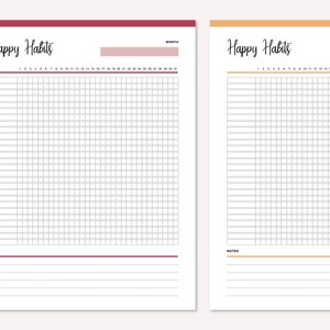 Printable Happy Habit Tracker, Habit Tracking, Happiness Log ...