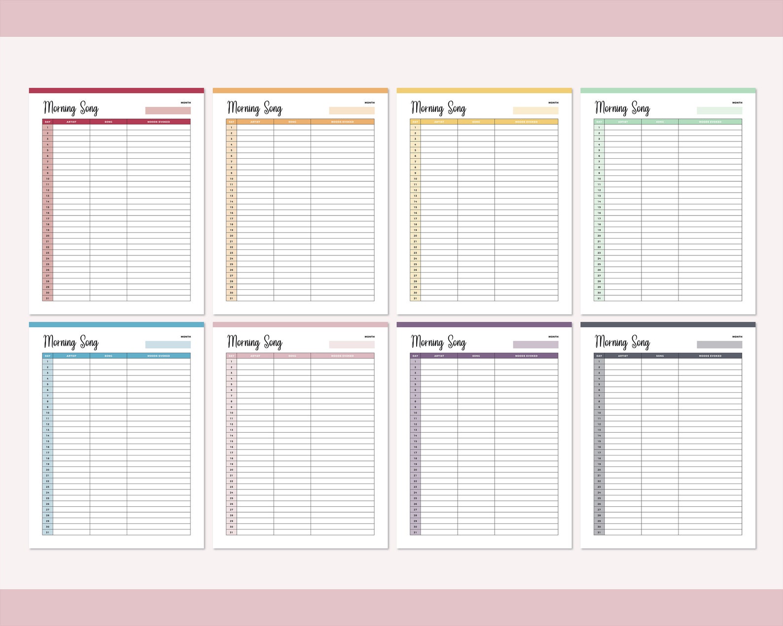 Printable Morning Song Log Morning Music Playlist Positive | Etsy