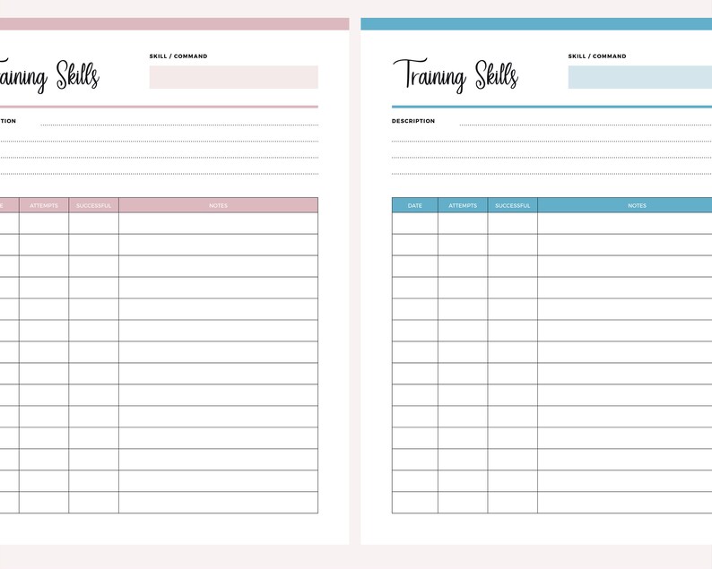 Printable Puppy Training Log Dog Skill Training Dog Command - Etsy
