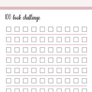 Printable 100 Book Challenge, Reading Planner, Book Reading Goals, Book ...