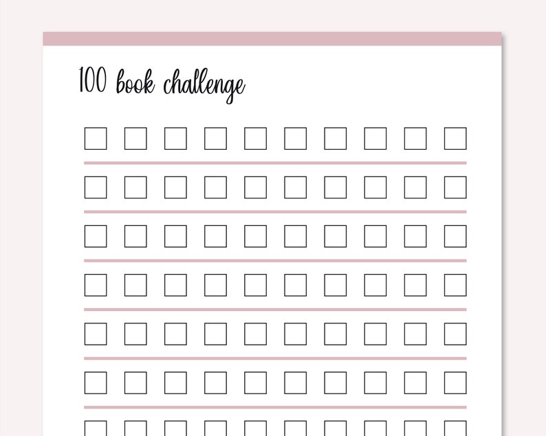 Printable 100 Book Challenge Reading Planner Book Reading - Etsy