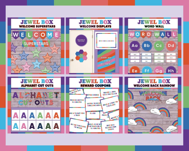 Classroom Decor Bundle | Dark Rainbow Color Classroom Theme | Jewel Box ...