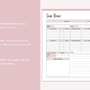 Printable Blank Soap Recipe Sheet, Soap Making Recipe Cards, Soap Maker ...