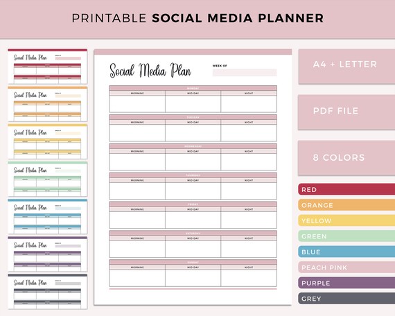 Social Media Planner Printable Social Media Posting Plan - Etsy