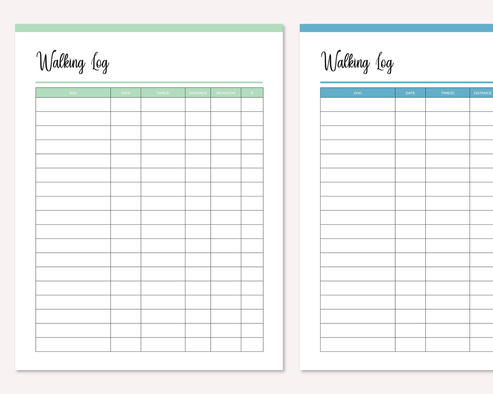 Printable Dog Walking Log, Dog Walker Log, Dog Walking Business ...
