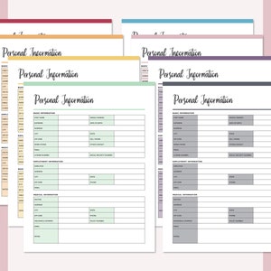 Printable Personal Information Page, Planner Template, Binder Insert ...