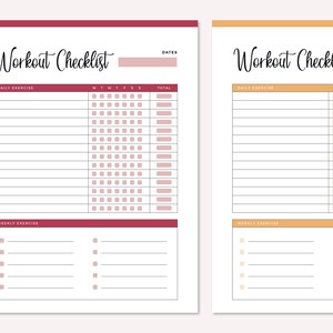 Printable Workout Checklist, Exercise Tracker Printable, Work Out ...